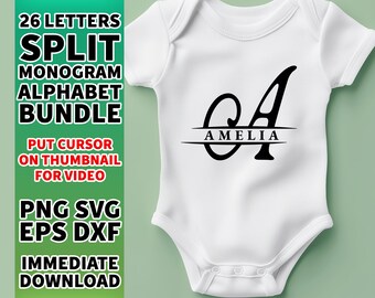 Split Monogram Alphabet SVG, DXF, PNG, Split Monogram Frame Alphabet ...