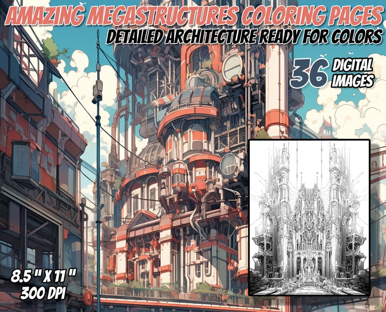 Printable Science Fiction Buildings Coloring Pages 36 Images - Etsy