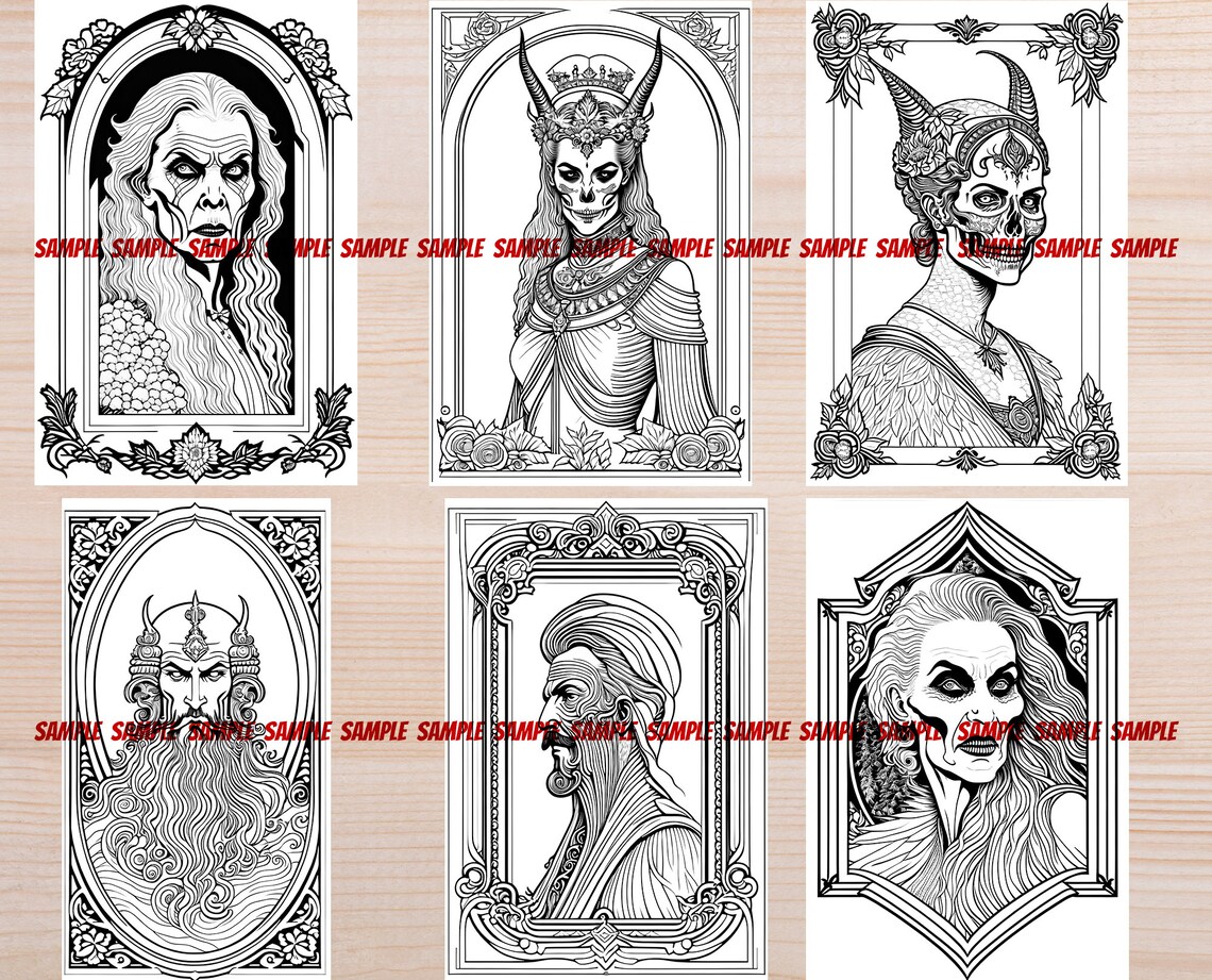 Coloring Pages Set: Gothic Horror Portraits - 50 Printable Designs - Etsy