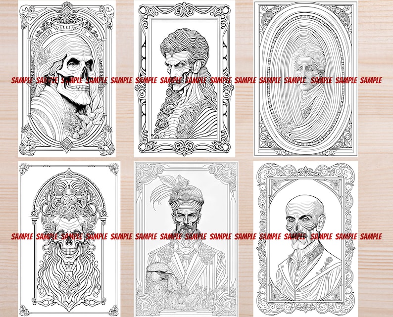 Coloring Pages Set: Gothic Horror Portraits - 50 Printable Designs - Etsy