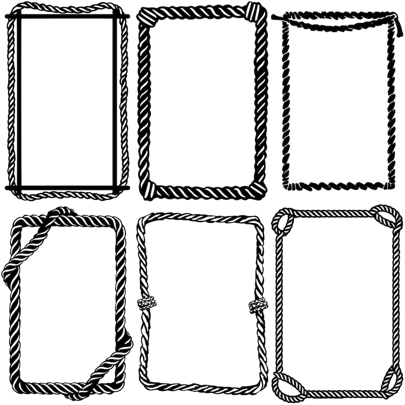 50 Rope Frame Border Clipart: Circle, Oval, Square (PNG, SVG Digital ...