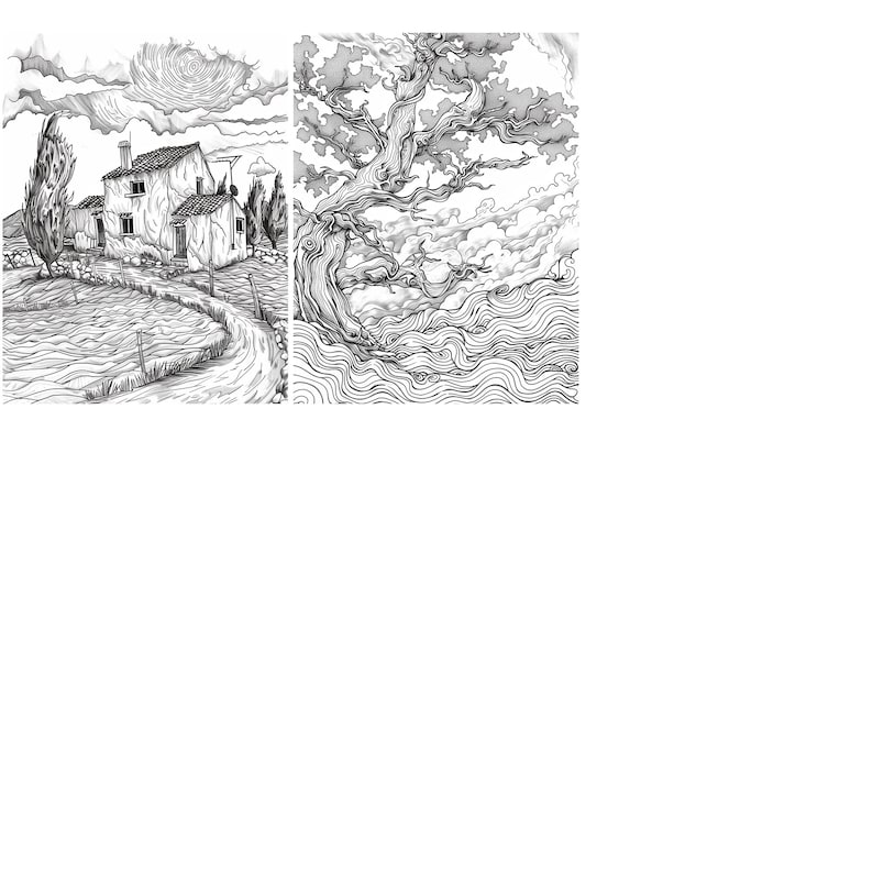 Van Gogh Coloring Pages: 50 Impressionism Art Images (digital Download ...