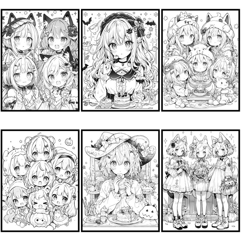 Kawaii Halloween Coloring Pages Bundle Super Cute Holiday - Etsy