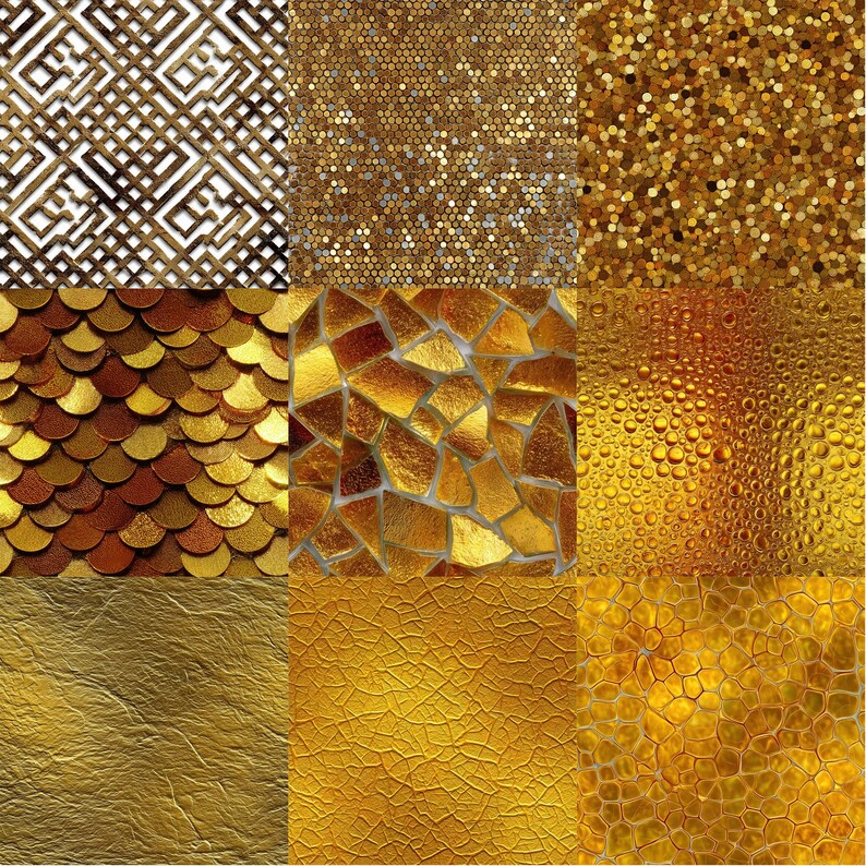 Digital Paper Bundle: Gold Metallic Seamless Textures - 150 Patterns - Etsy