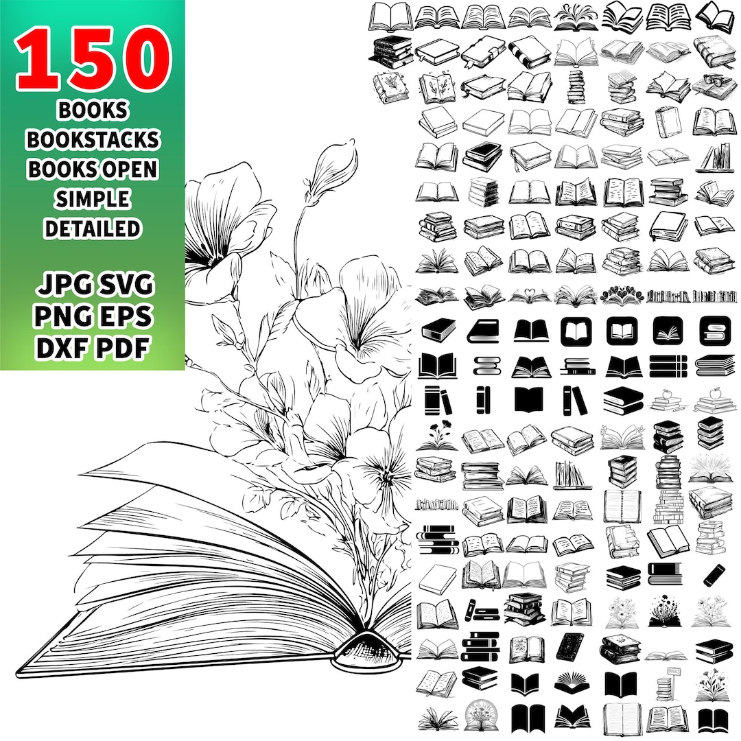Book SVG Cut Files: 150 Unique Designs for Cricut and Crafts - Etsy