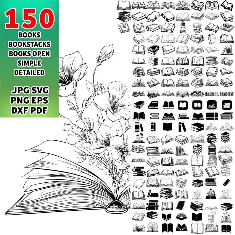 Book SVG Cut Files: 150 Unique Designs for Cricut and Crafts - Etsy