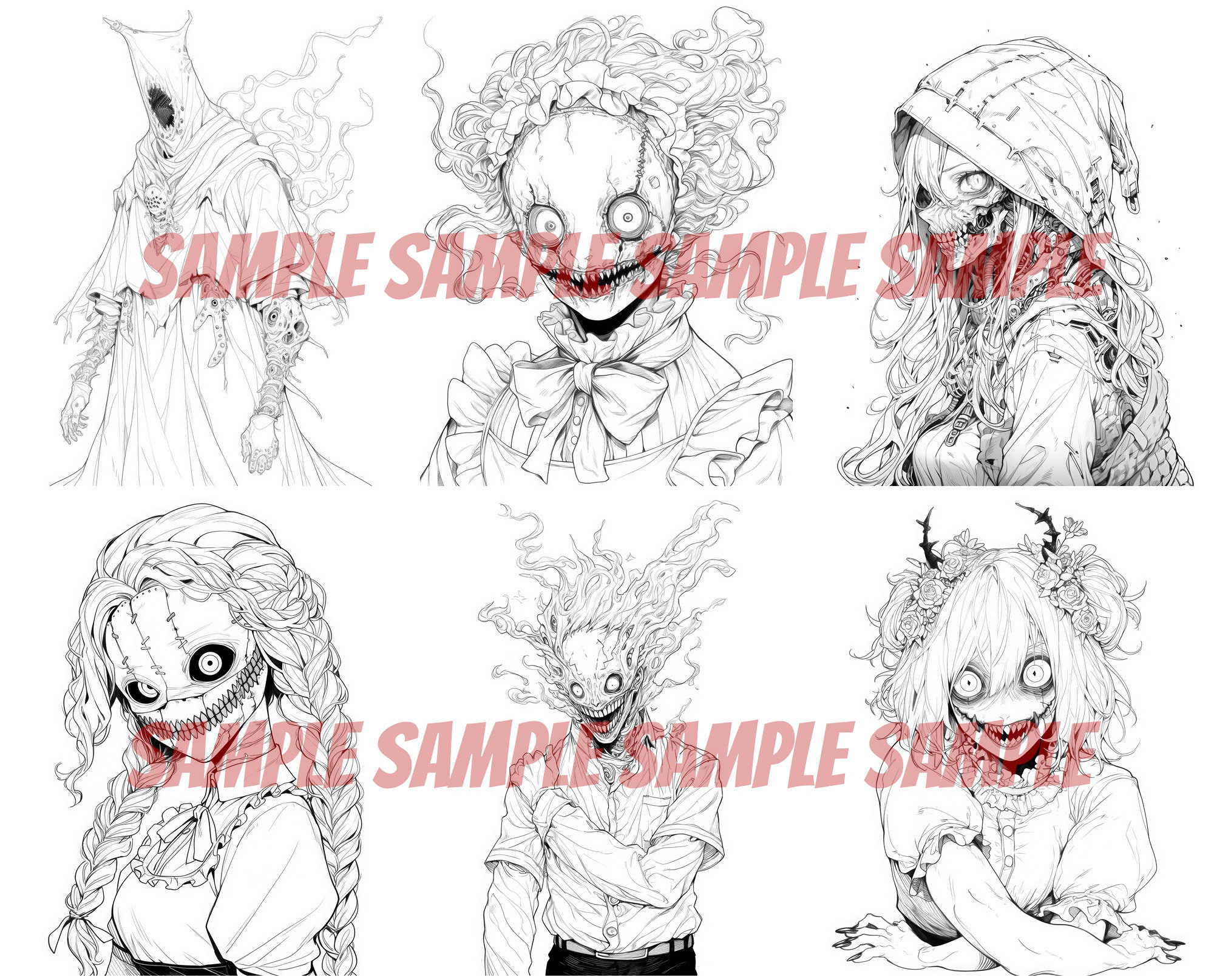 J-horror Anime Coloring Pages: 50 Insane Designs (digital Download) - Etsy