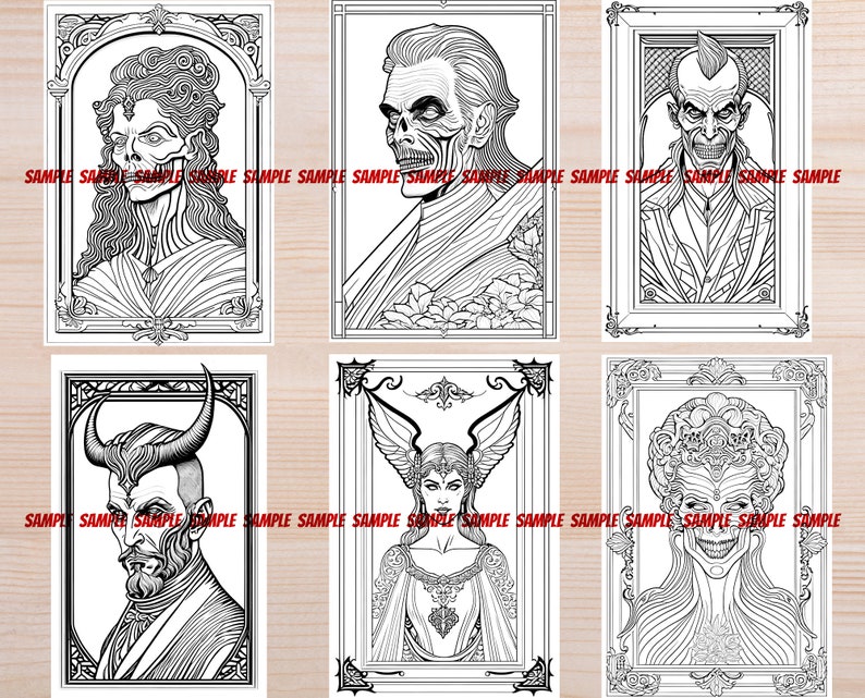Coloring Pages Set: Gothic Horror Portraits - 50 Printable Designs - Etsy