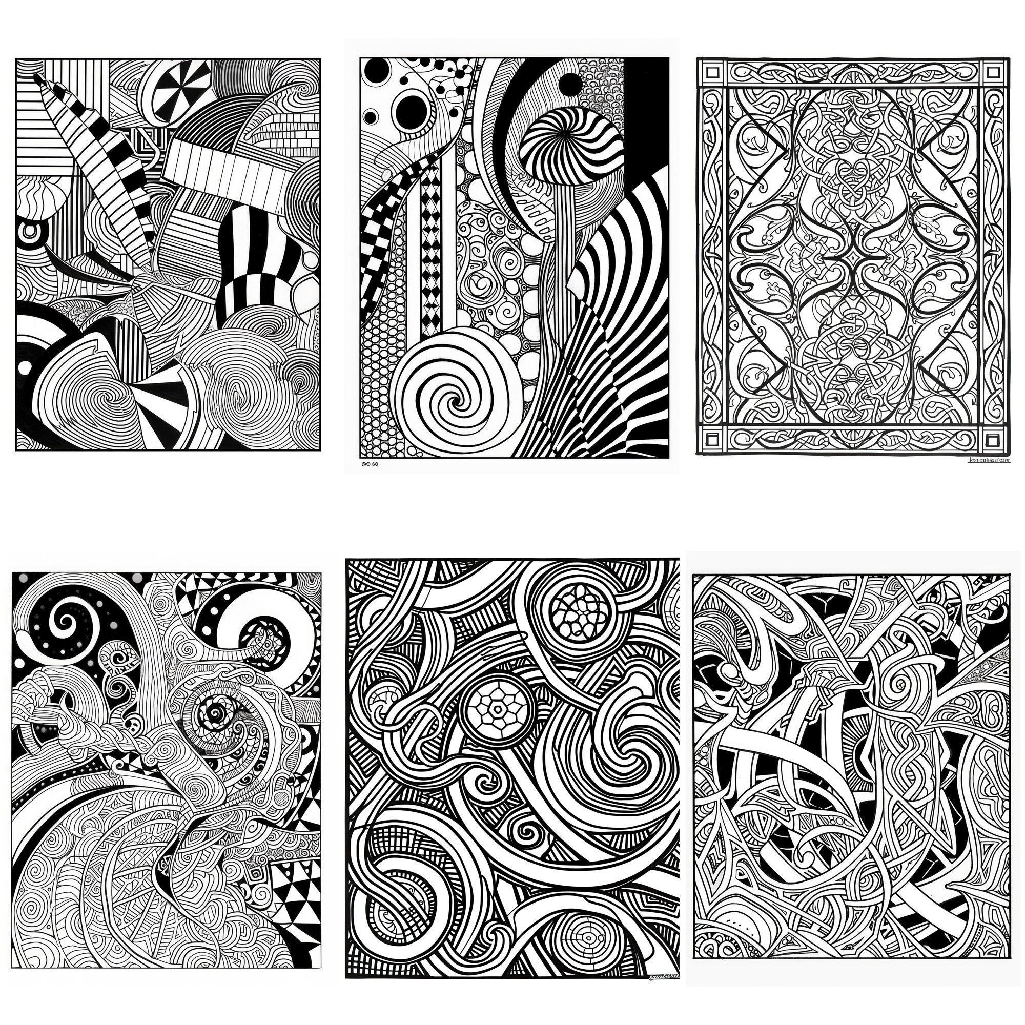 Abstract Patterns Coloring Pages Set 3 50 Images Adult Coloring Pages ...