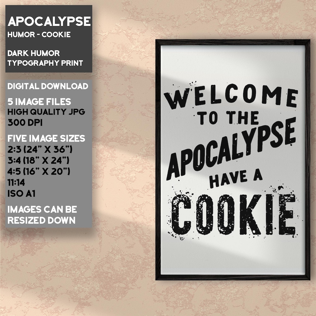 Apocalypse Humor Typography Wall Art Funny Minimalist Home Decor Art ...