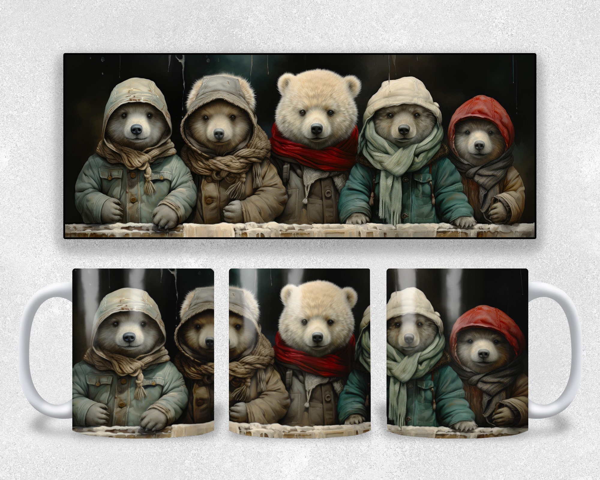 Polar Bears Mug Wrap Design Bundle, Polar Bears Mug, Bears Mug Design ...