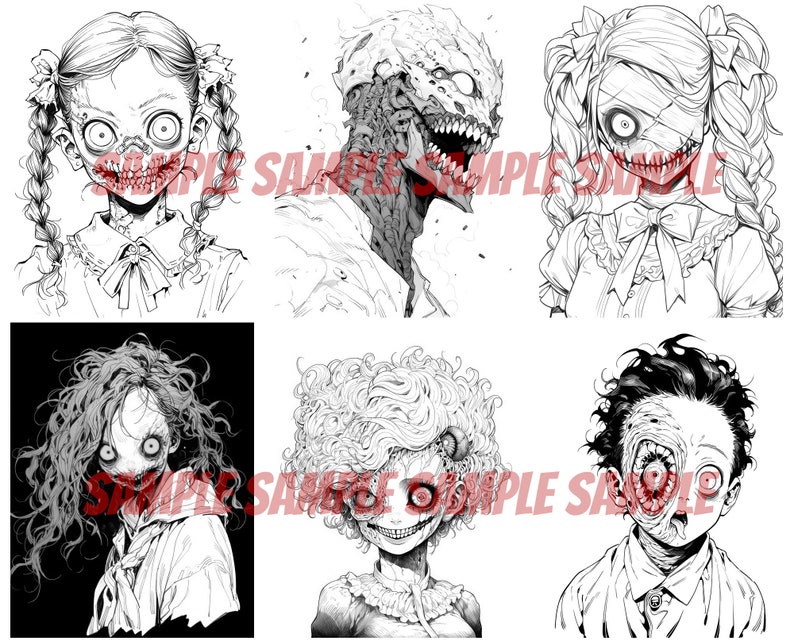 J-horror Anime Coloring Pages: 50 Insane Designs (digital Download) - Etsy