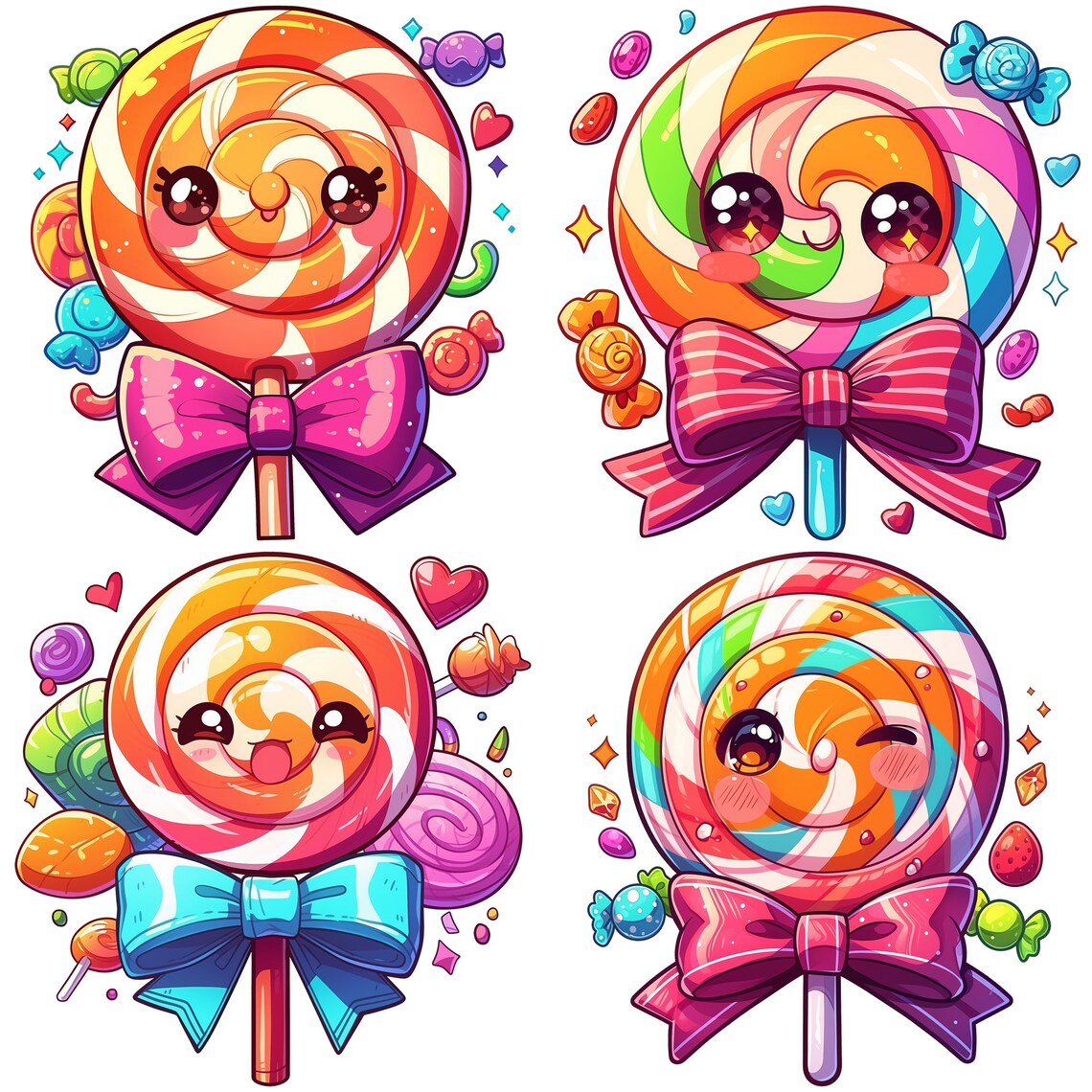 Kawaii Dessert Vector PNG Clipart Bundle 3, Cute Dessert Clipart, Cake ...