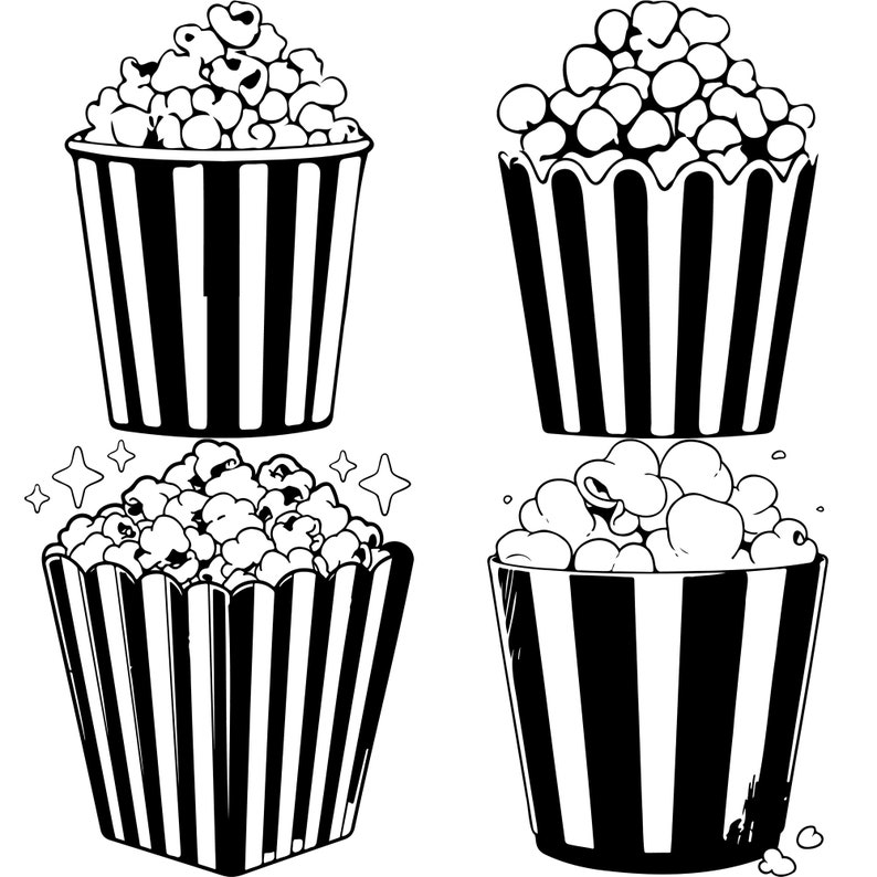 Popcorn Svg/ Popcorn Clipart/ Cinema Svg/ Movie Svg/ Clipart ...