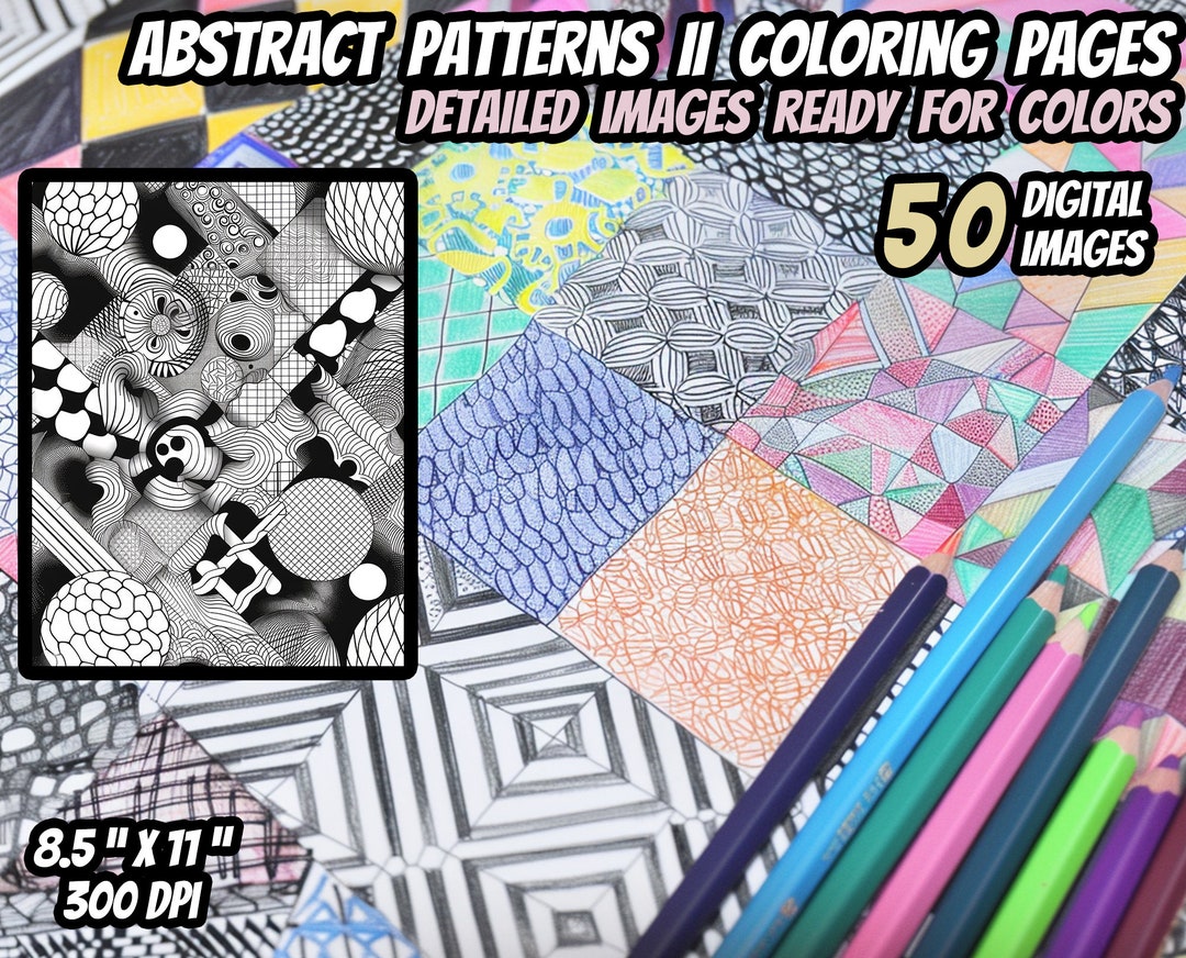 Abstract Patterns Coloring Pages Set 2 50 Images Adult Coloring Pages ...