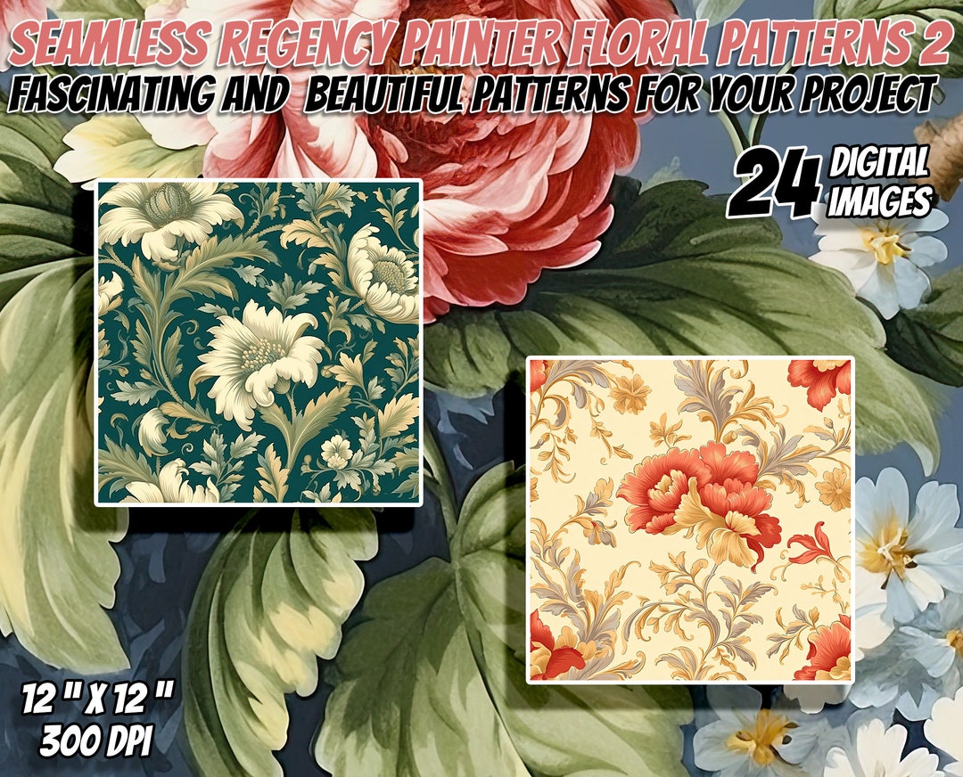 24 Regency Jane Austen Bridgerton Inspired Seamless Patterns Pack 2 ...