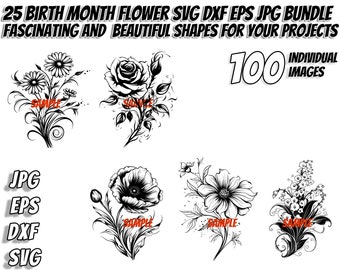 Birth Month Flower SVG Bundle Birth Flower Bouquet Birth Month - Etsy