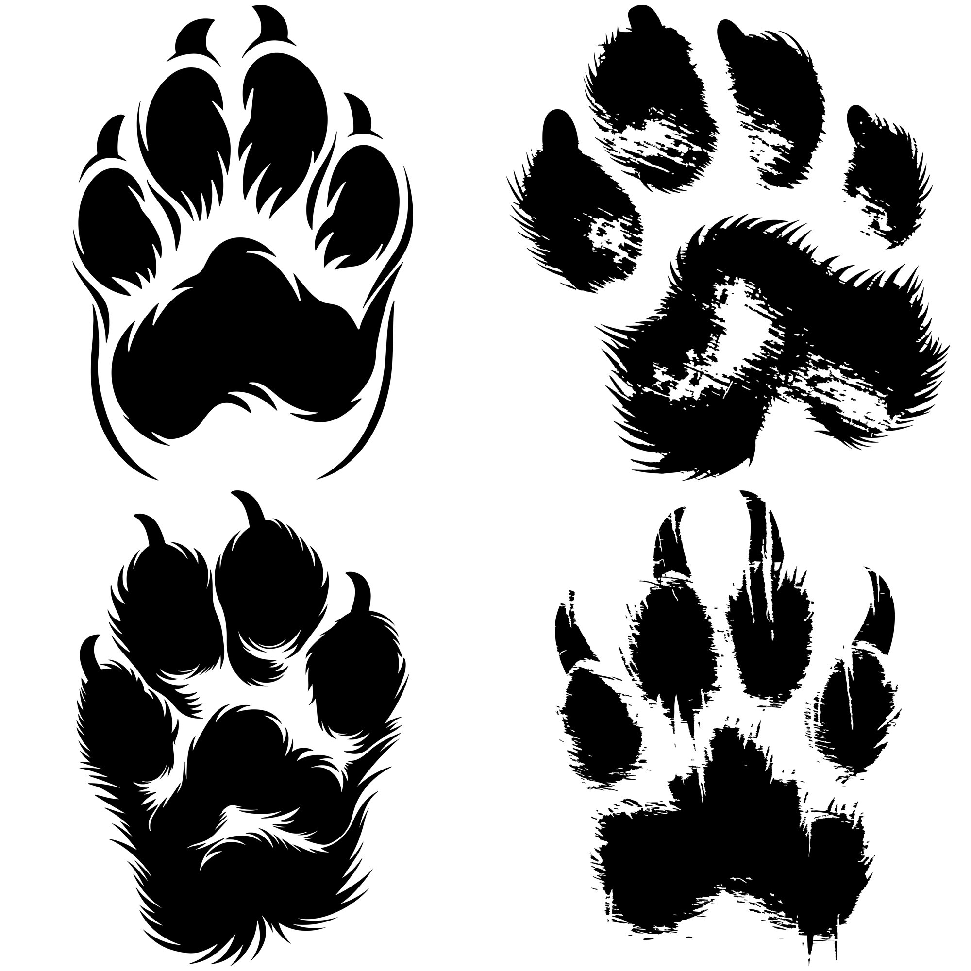 Dog Paw Prints Clipart Set Bundle / Outline Stamp Graphics / Decorative ...
