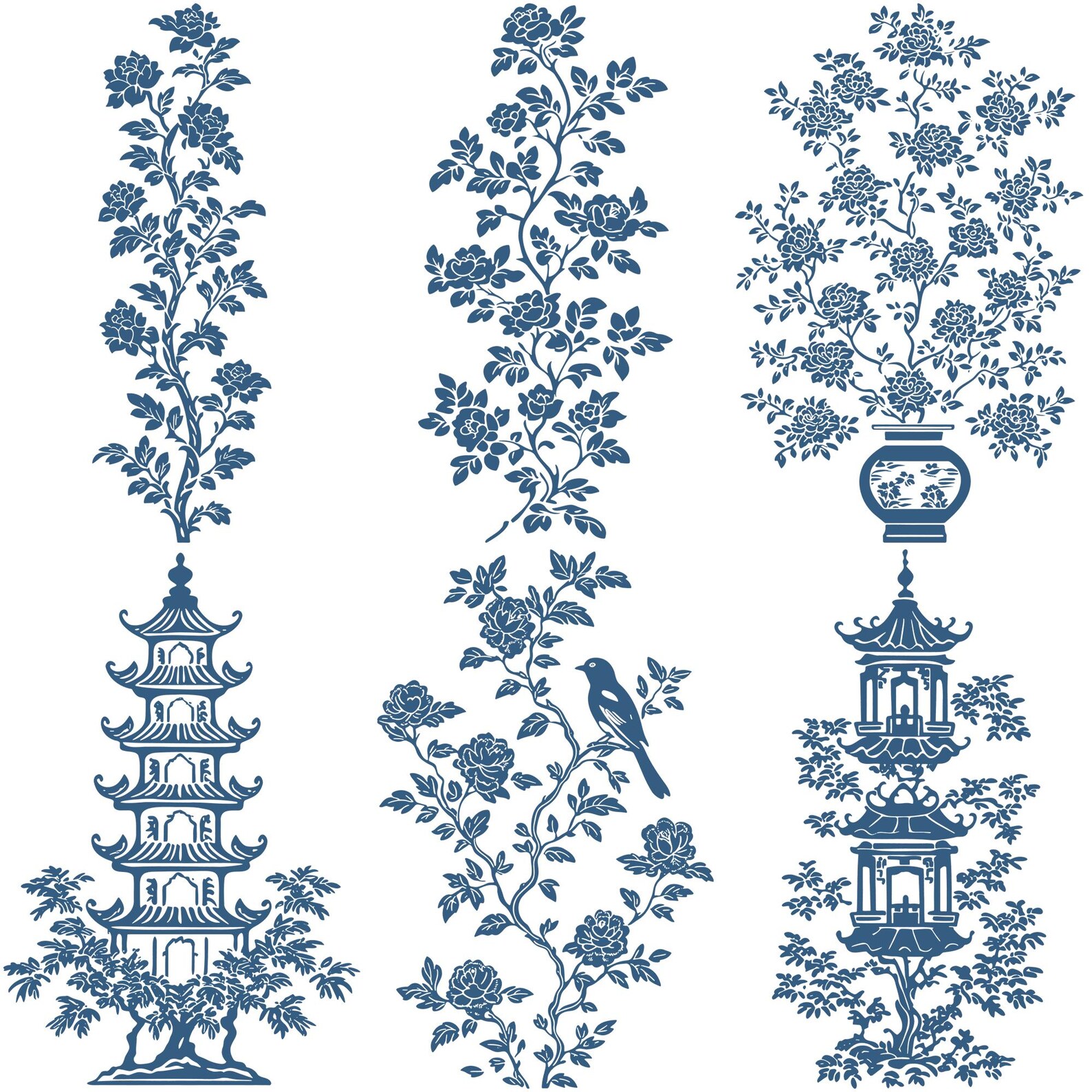 Chinoiserie 50 SVG Bundle, Chinoiserie Svg, Chinoiserie Flowers Svg ...