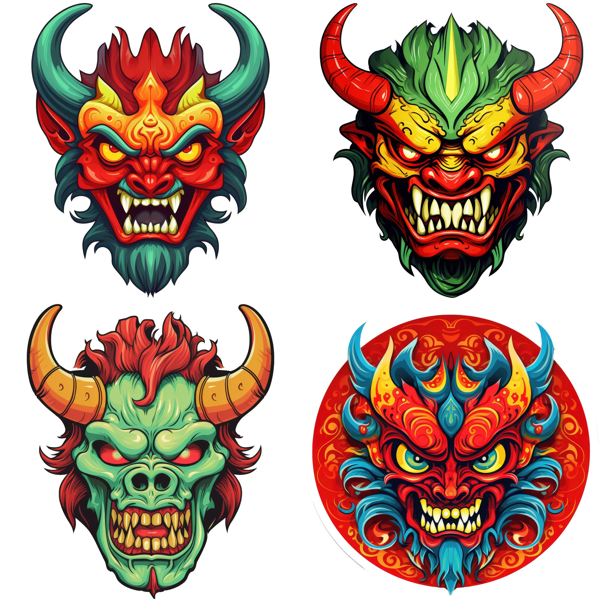Oni Asian Demon PNG Bundle, Oni PNG, Horror, Halloween, Halloween Png ...