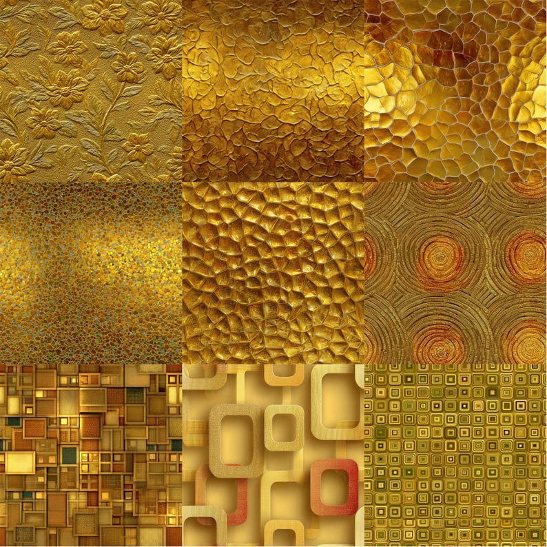 Digital Paper Bundle: Gold Metallic Seamless Textures - 150 Patterns - Etsy