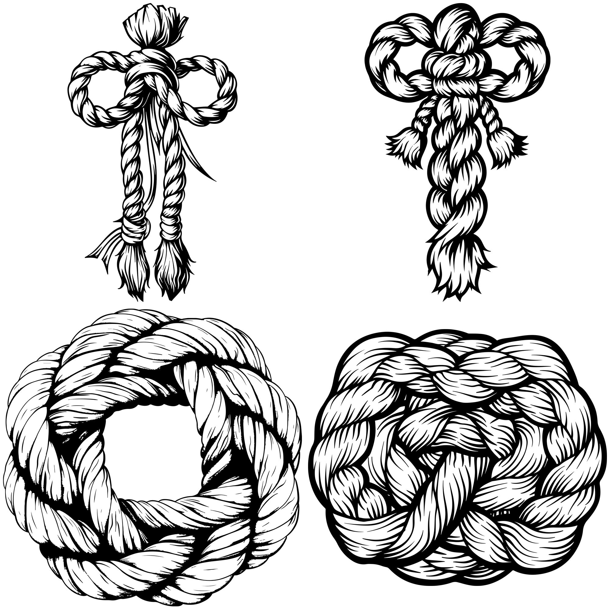 35 Rope Knots Clipart Bundle / Outline & Stamp Graphics / Decorative ...
