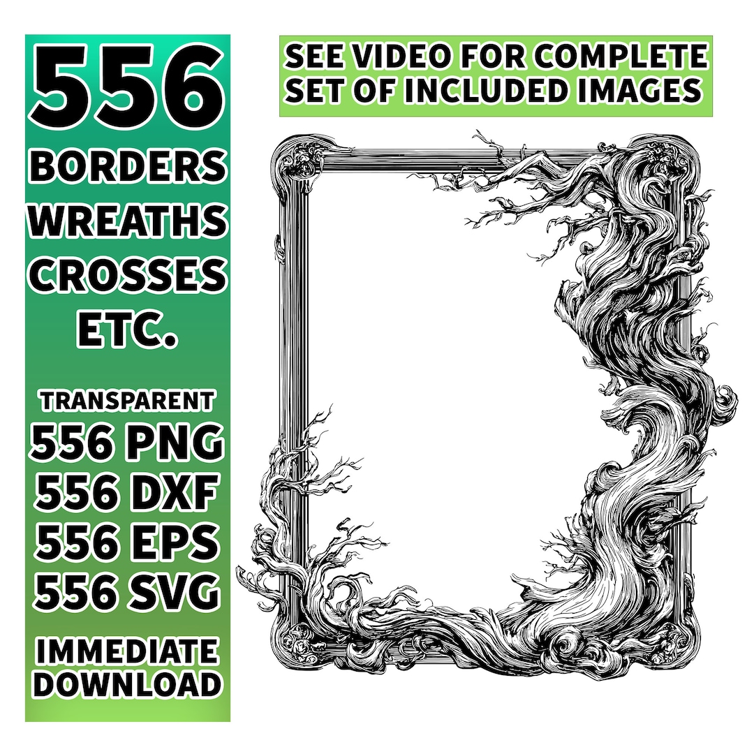 Vintage Decorative Frames SVG Bundle - Floral Swirl Designs - Etsy