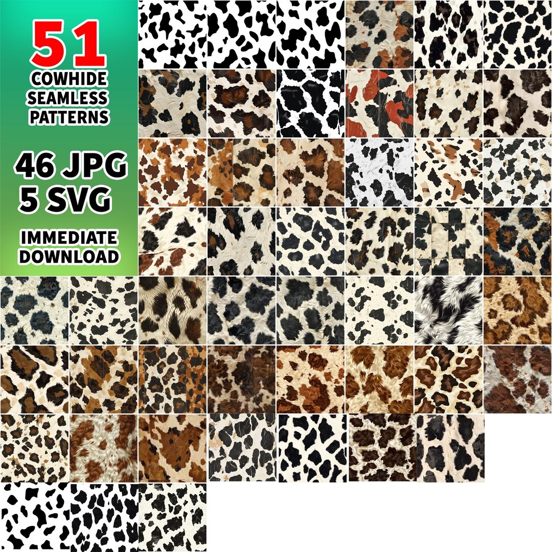 Seamless Cow Pattern Svg PNG, Cow Print Svg, Animal Print Svg, Cow ...
