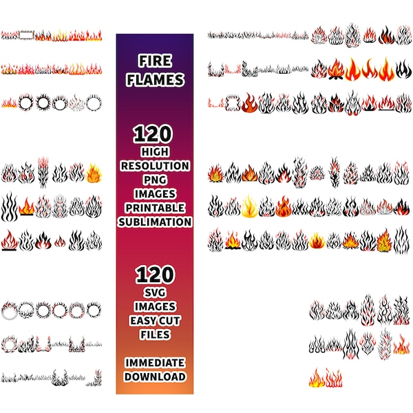 Flame Svg - Etsy