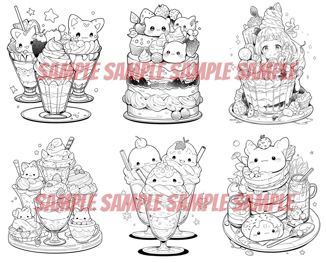 Kawaii Dessert Coloring Pages, Anime Coloring Pages, Adult Coloring ...