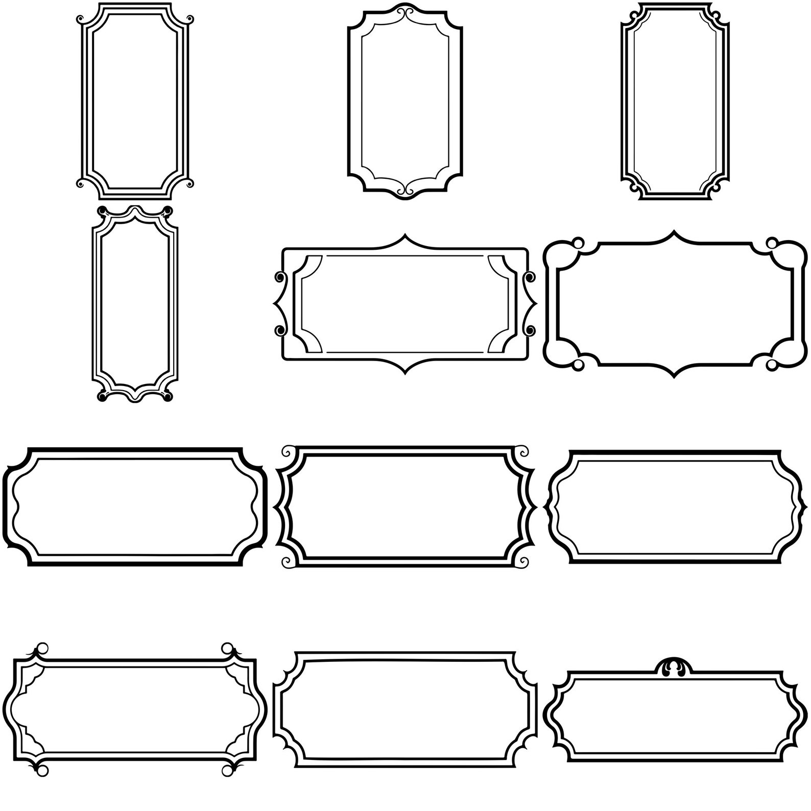 105 Simple Border Clipart Bundle / Outline & Stamp/ Retro Vintage ...