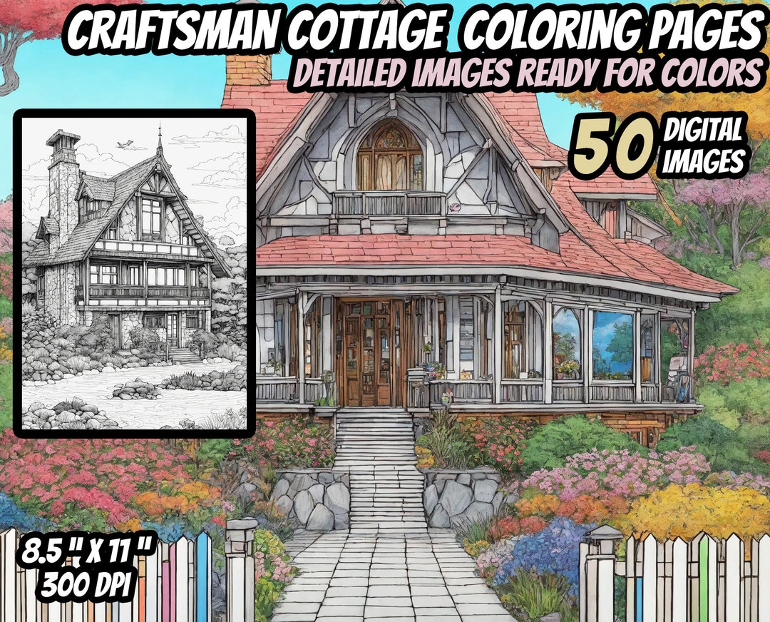 Craftsman Cottage Coloring Pages 50 Images - Adult Coloring Pages, Kids ...