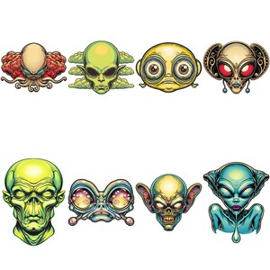 Alien Scifi Strange Creepy Halloween Clipart Bundle, Alien Clipart ...