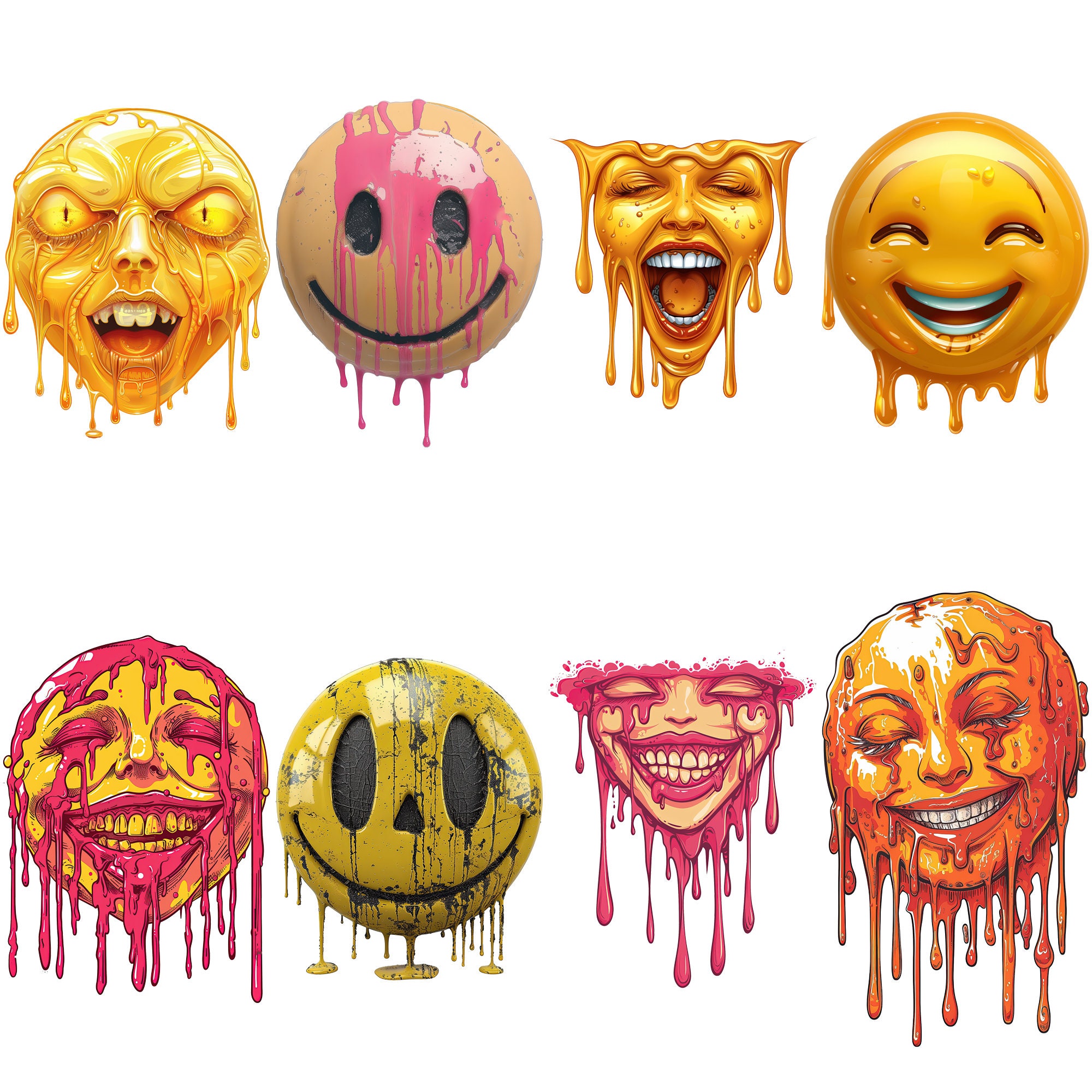 Smiley Face Svg, Smiley Svg, Drippy Smiley Svg, Melting Smiley Svg ...