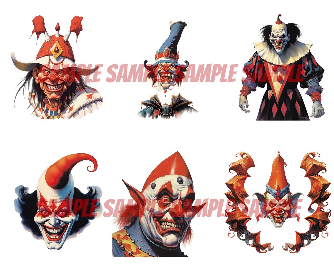 Evil Clown Horror Clipart Halloween Clipart Clown Horror - Etsy