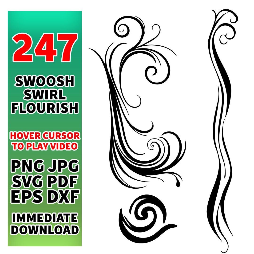 Swirl SVG Bundle: Flourish & Swoosh Decorative Clipart (digital ...