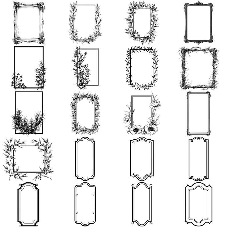 Vintage Decorative Frames SVG Bundle - Floral Swirl Designs - Etsy