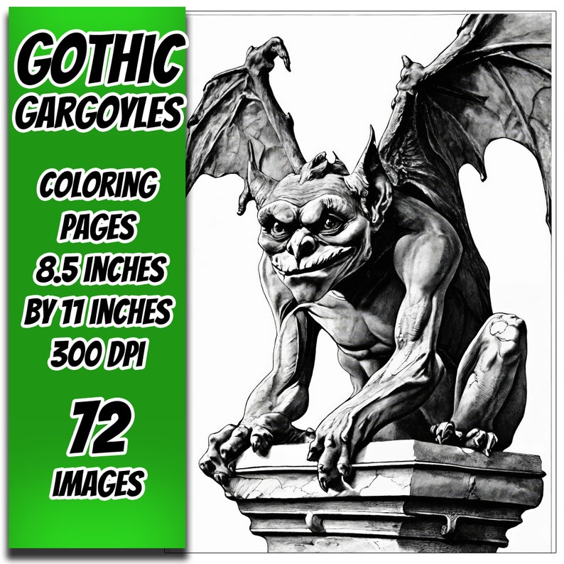 Gothic Gargoyle Coloring Pages: 72 Horror Designs (digital Download) - Etsy