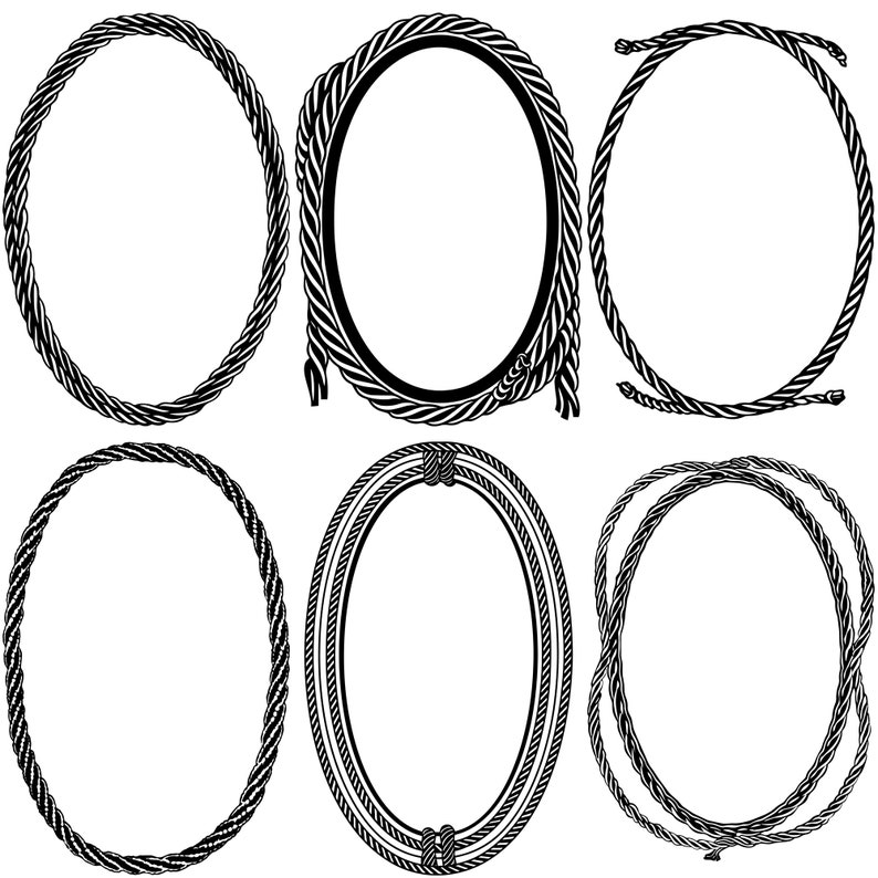 50 Rope Frame Border Clipart Set / Outline & Stamp Graphics ...