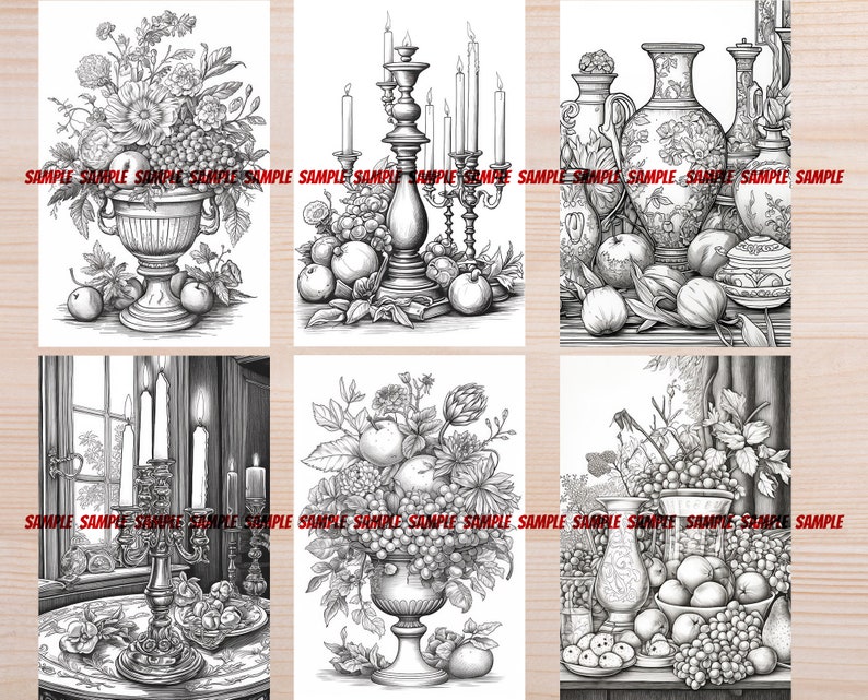 50 Baroque Still Life Coloring Pages - Etsy