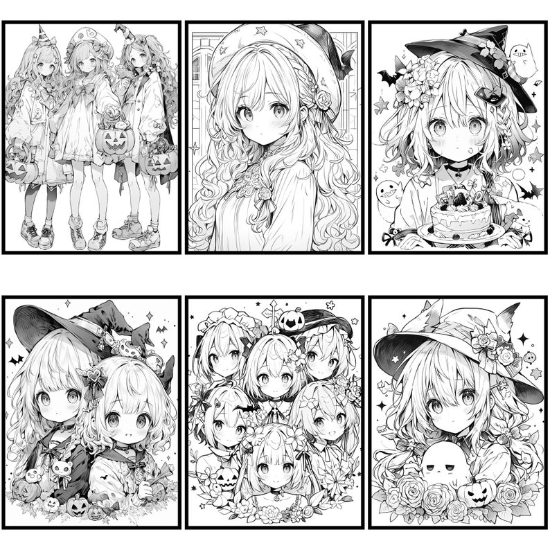 Kawaii Halloween Coloring Pages Bundle Super Cute Holiday - Etsy