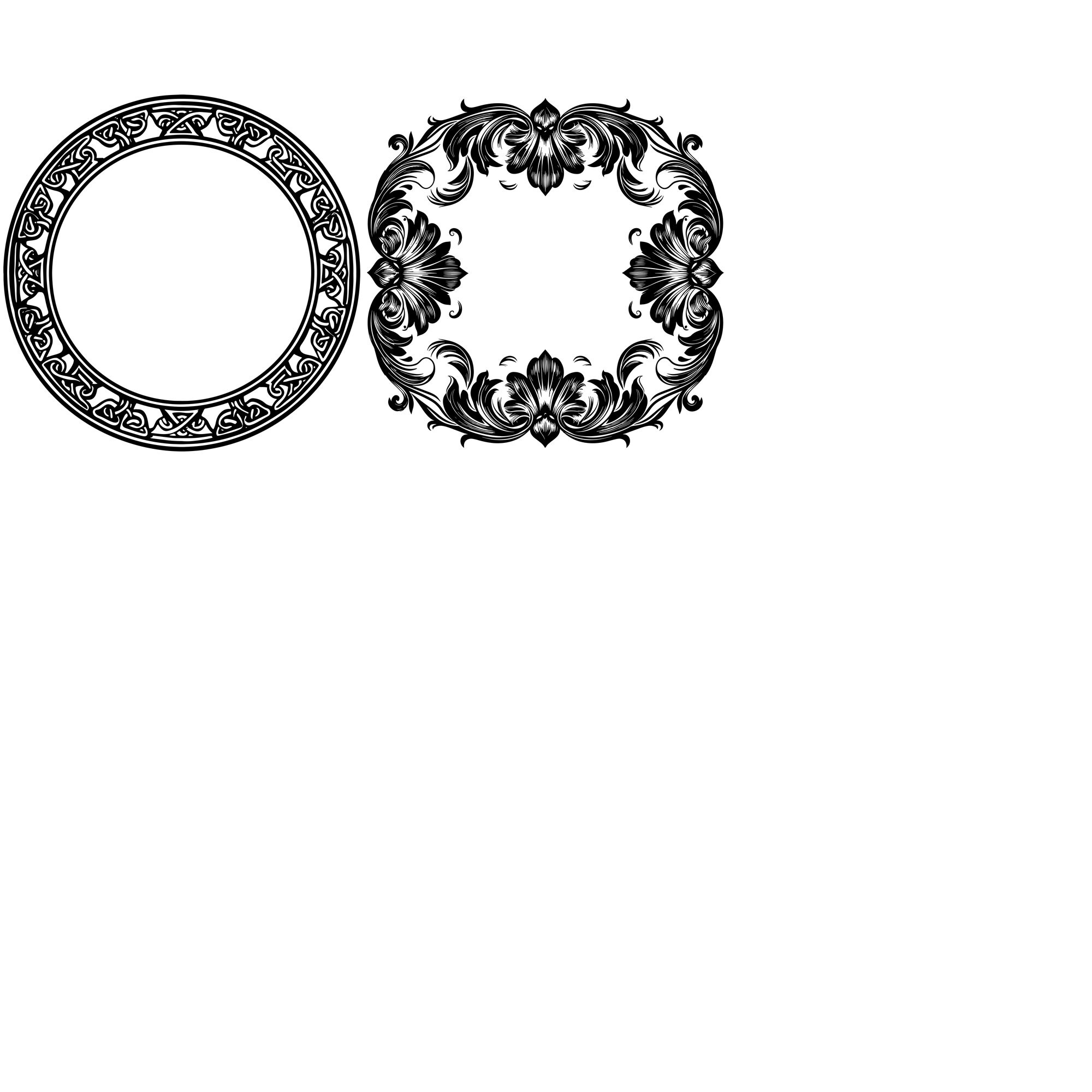 50 Circular Frame Bundle Clipart Set / Outline & Stamp Graphics ...