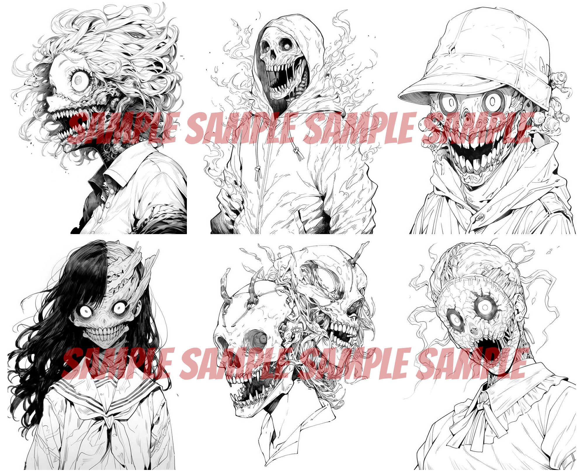 J-horror Anime Coloring Pages: 50 Insane Designs (digital Download) - Etsy