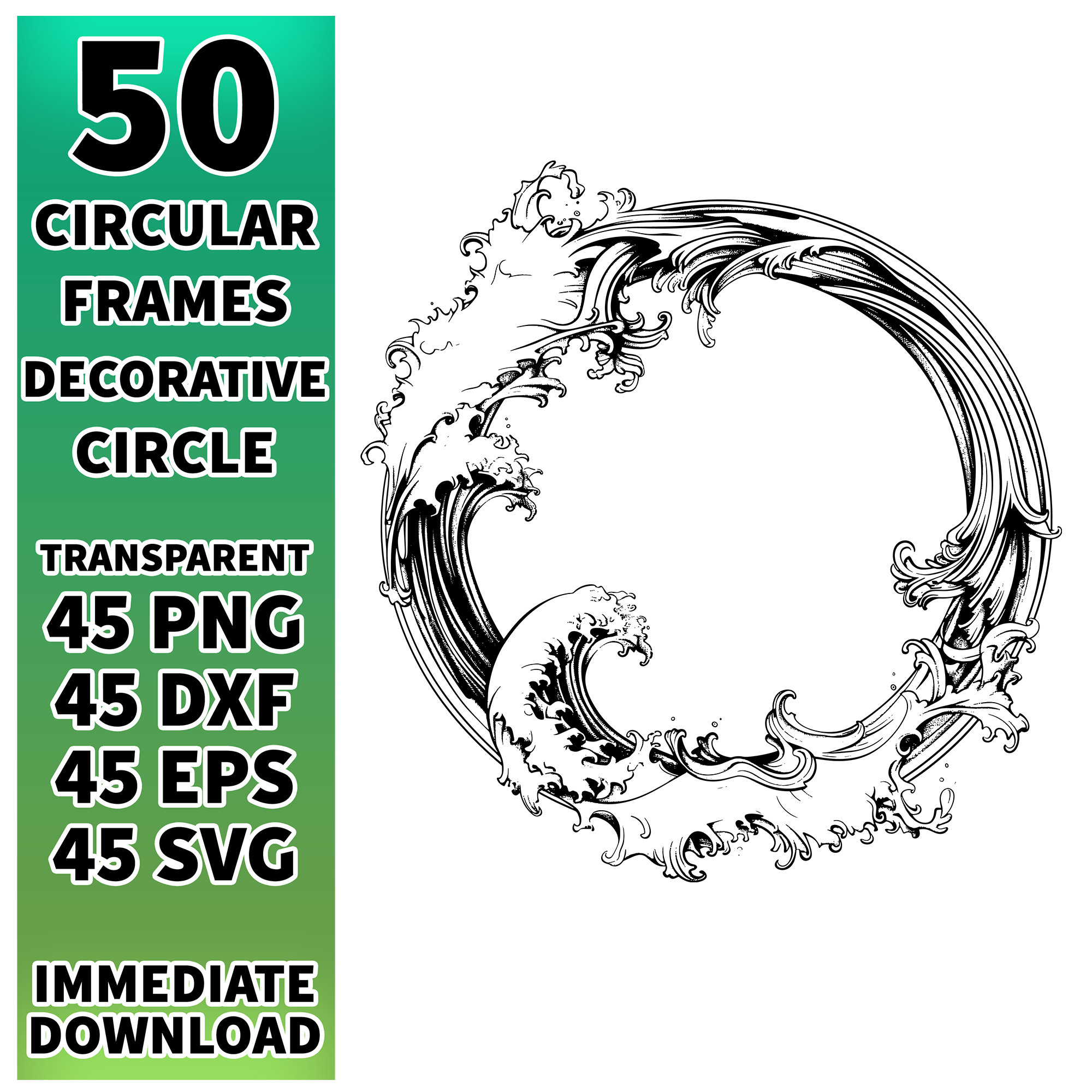 Elegant Decorative Circles : 50 Unique Outlines - Svg Eps Png Dxf ...