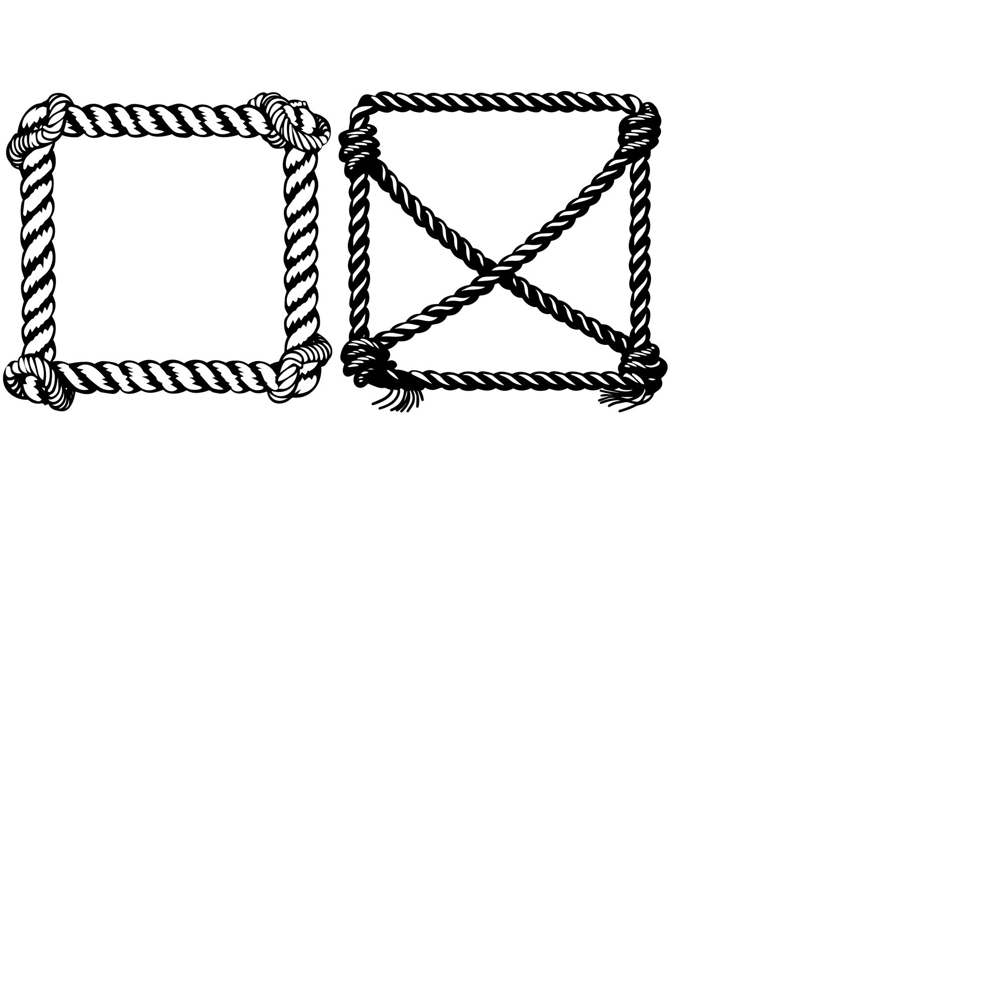 50 Rope Frame Border Clipart Set / Outline & Stamp Graphics ...