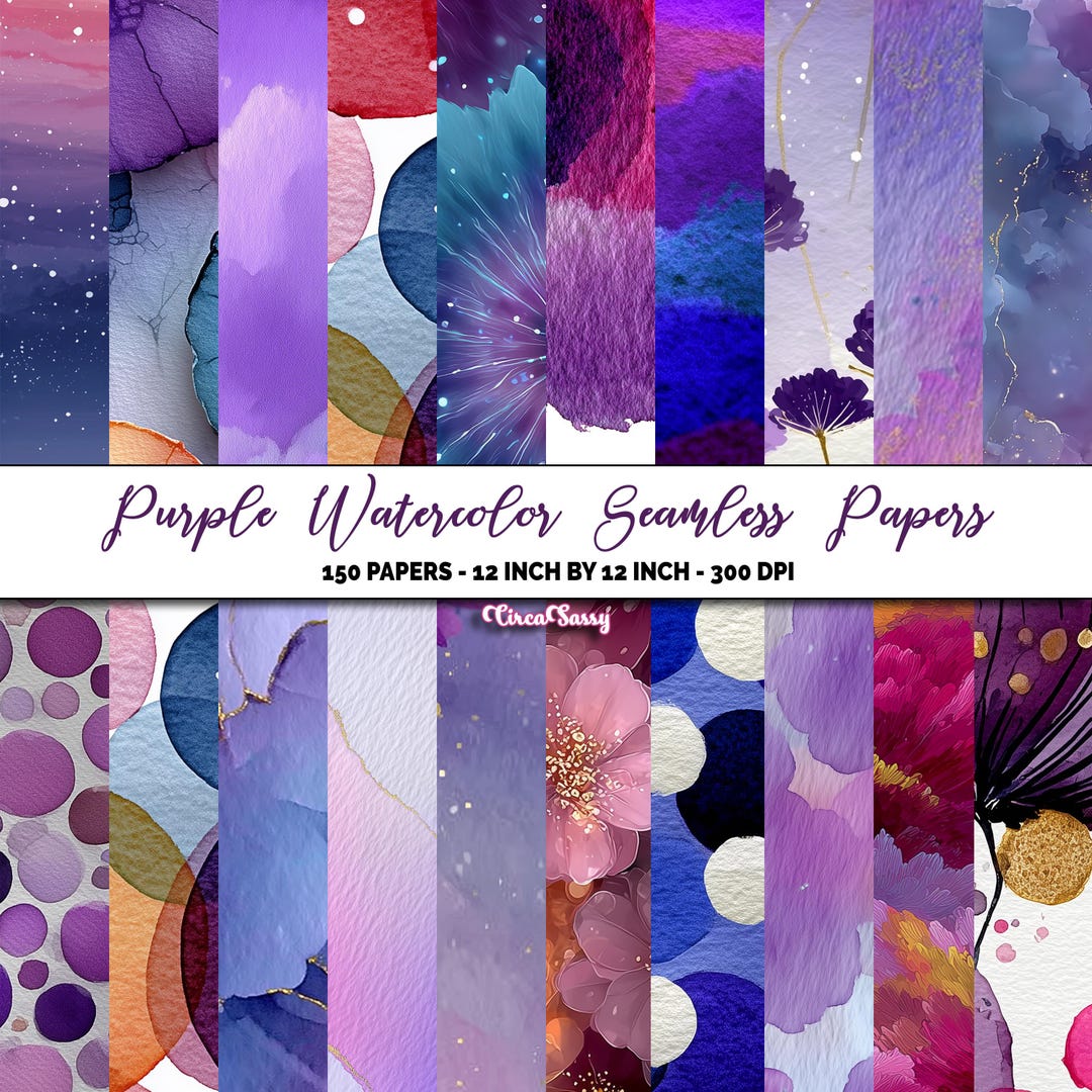 Purple Watercolor Digital Paper Pack: 150 Seamless 12x12 Textures - Etsy UK