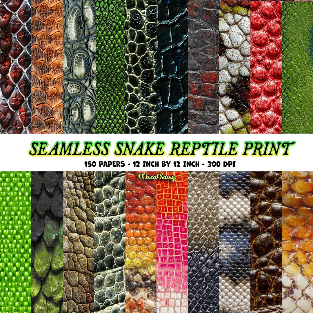 Snake Print Digital Paper - Seamless Reptile Texture Sheets - Etsy