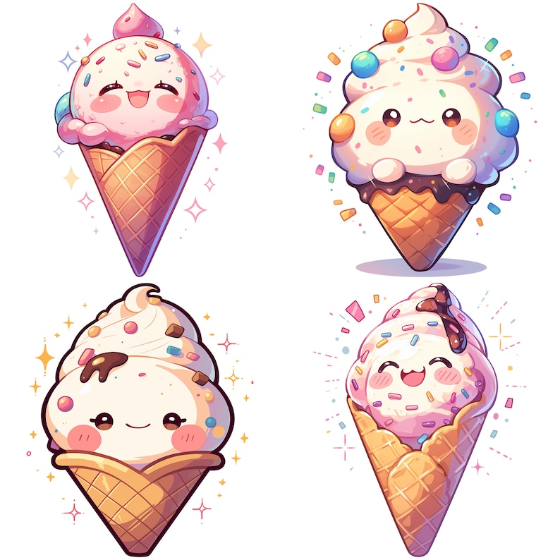 Kawaii Dessert Vector PNG Clipart Bundle 2, Cute Dessert Clipart, Cake ...