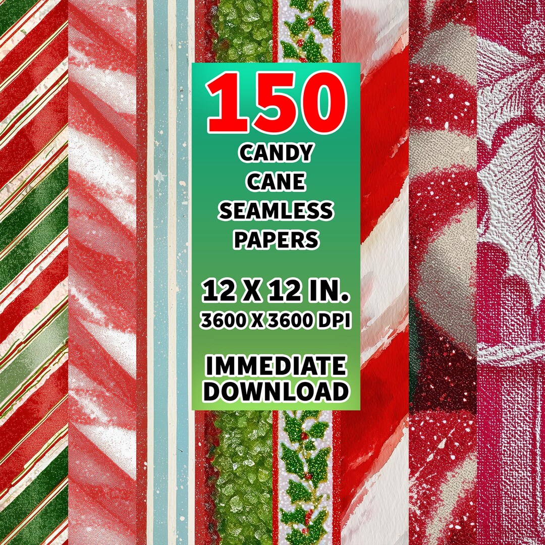 Holiday Candy Cane Digital Paper - 150 Peppermint Craft Patterns - Etsy