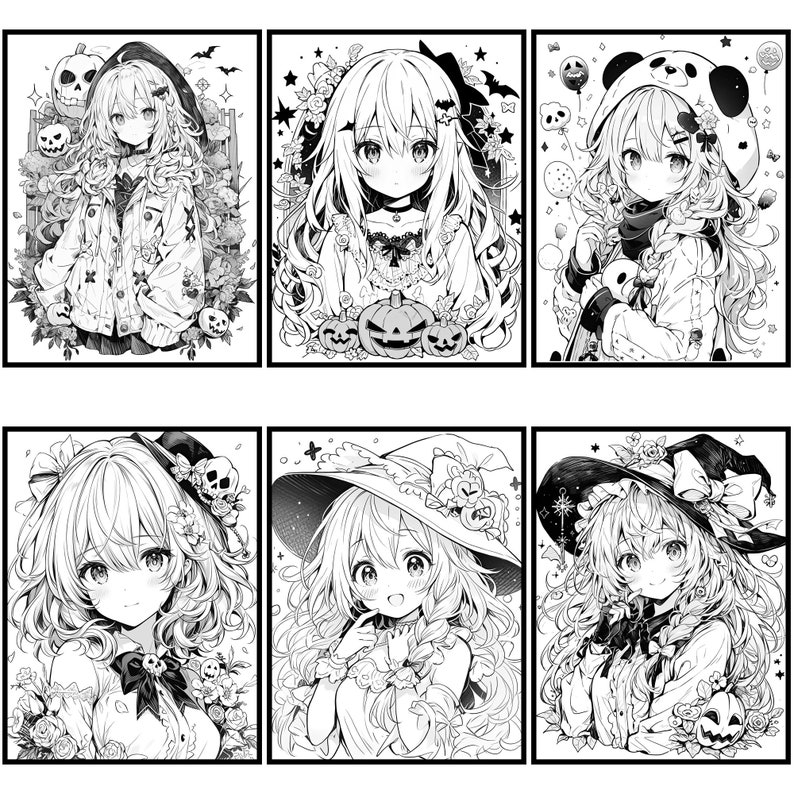 Kawaii Halloween Coloring Pages Bundle Super Cute Holiday - Etsy